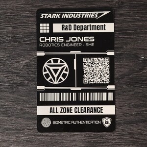 IRON MAN - Stark Industries Personalized ID Access Card. A Top Quality ...
