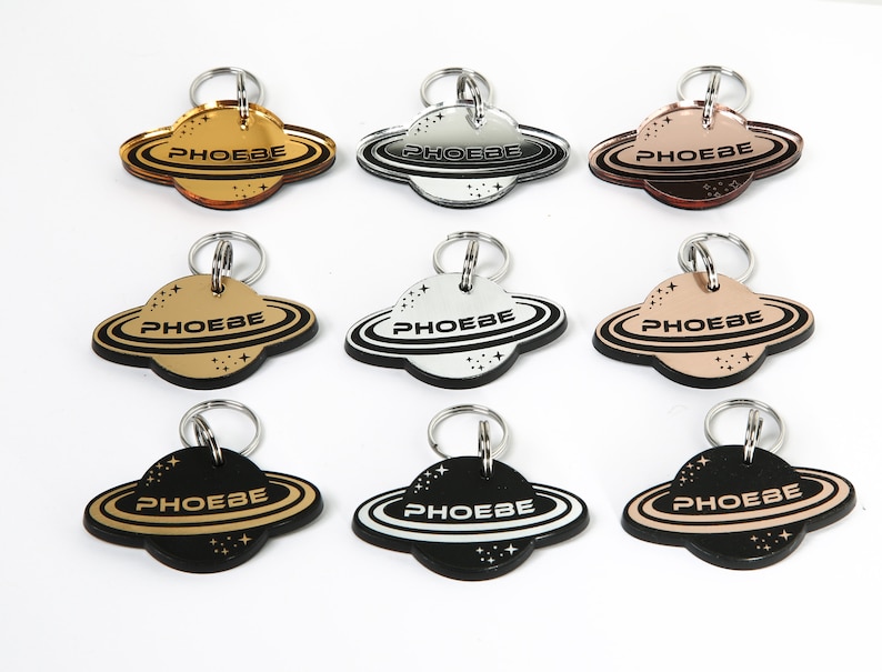 Personalized Planet Saturn Dog Tag, Space Id Tag , Rocket Dog Tag ...