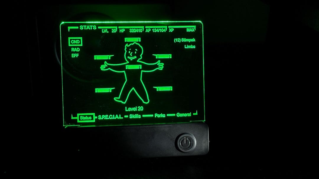 Pip-boy Stat Screen. Customizable, LED Acrylic Light, Fallout Light ...