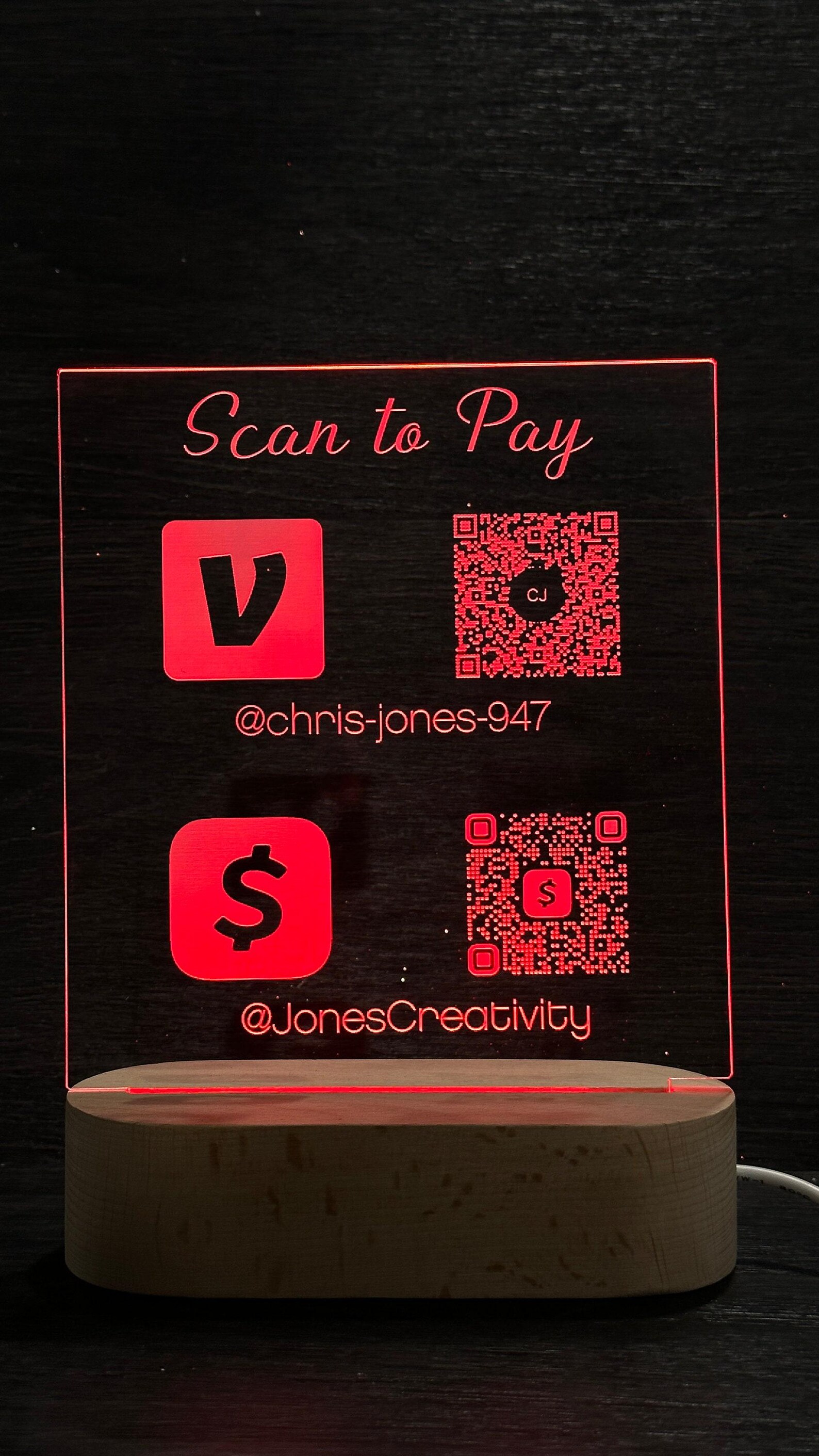Personalized LED QR Code Sign - Scan to Pay Sign - Connect With Us Sign ...