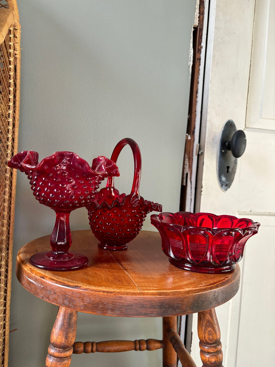 Vintage Ruby Red Fenton Hobnail Glass - Etsy