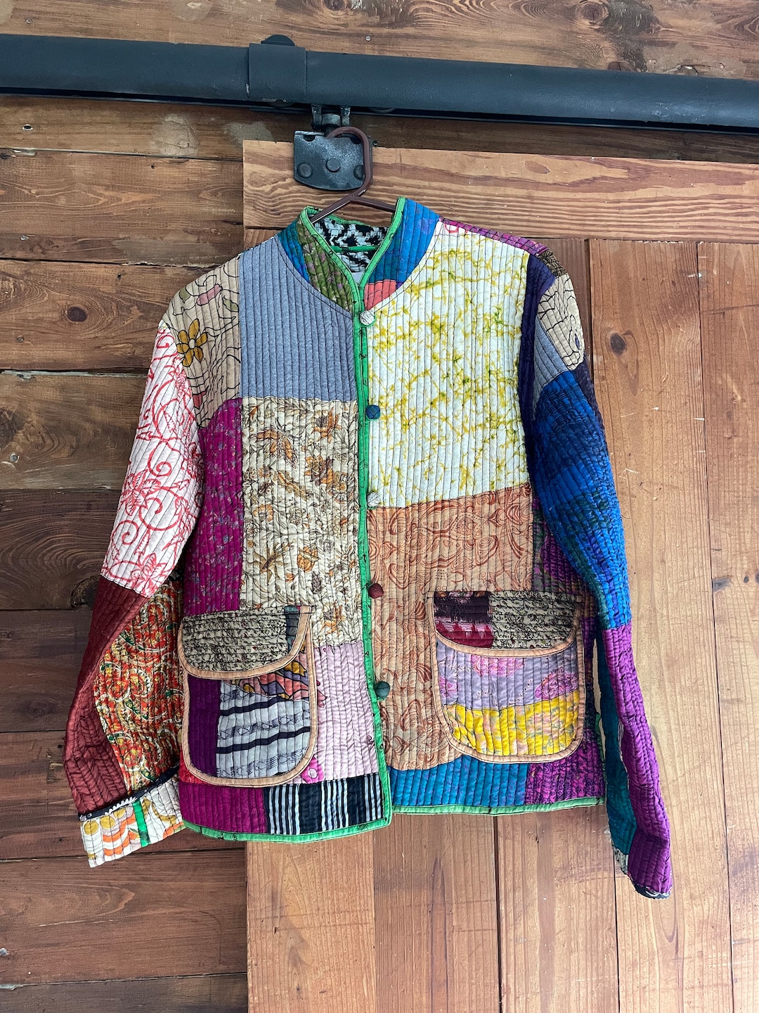 Sacred Threads Jacket Silk Patchwork - Etsy