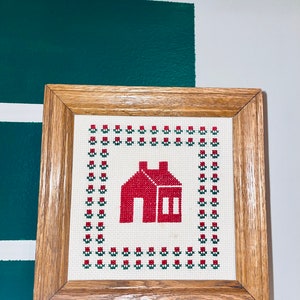 Cottagecore Wall Decor | Handmade, Embroidered Red House | Framed - Etsy