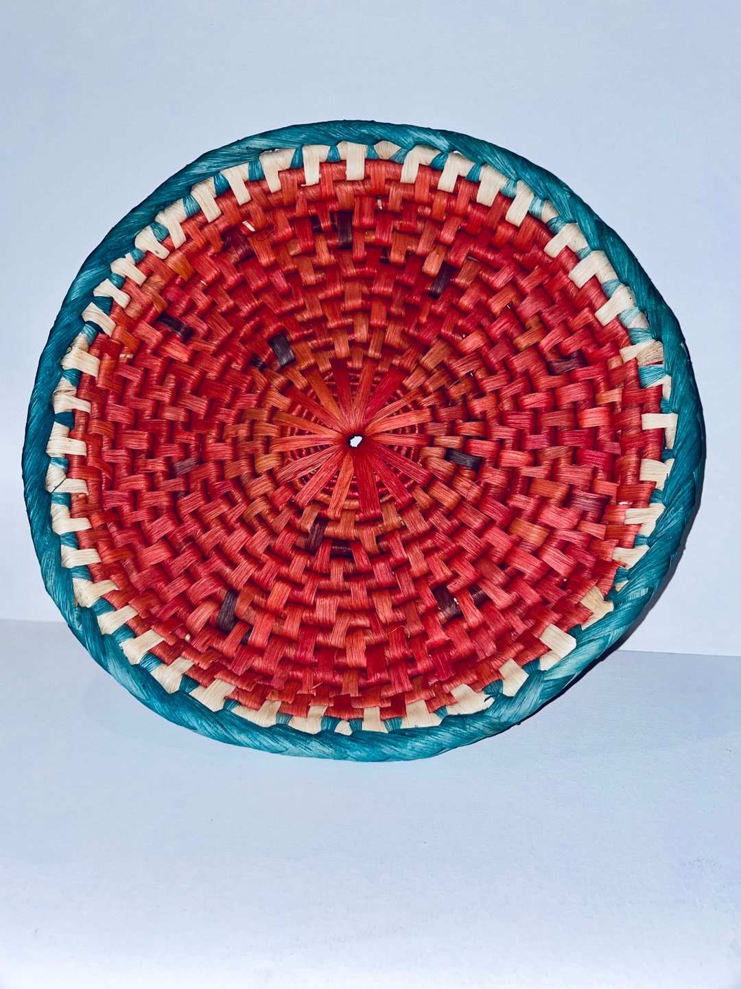 Woven Rattan Watermelon Serving Tray Vintage - Etsy