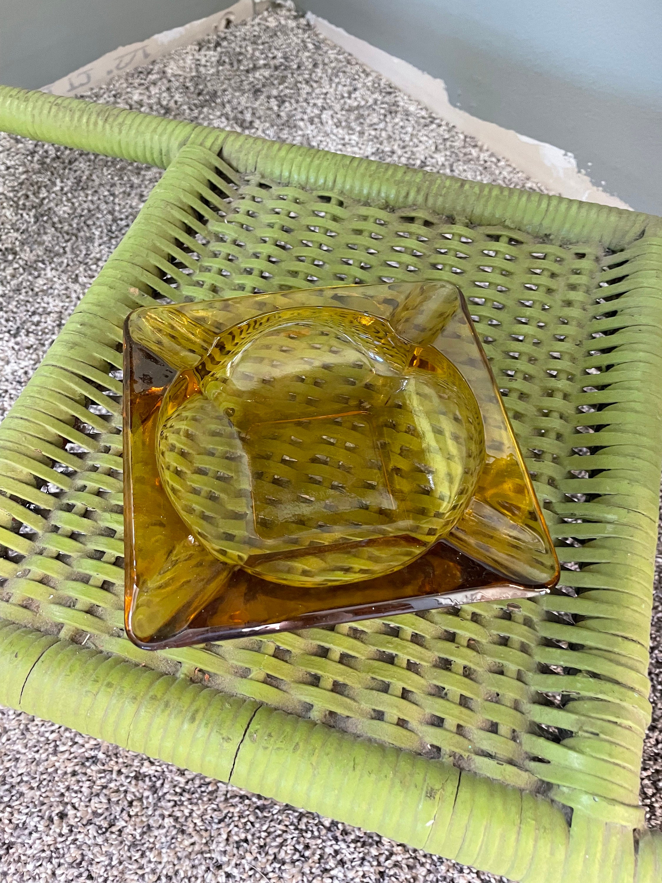 Vintage Glass Amber Ashtray | MCM | Smoker Gift - Etsy