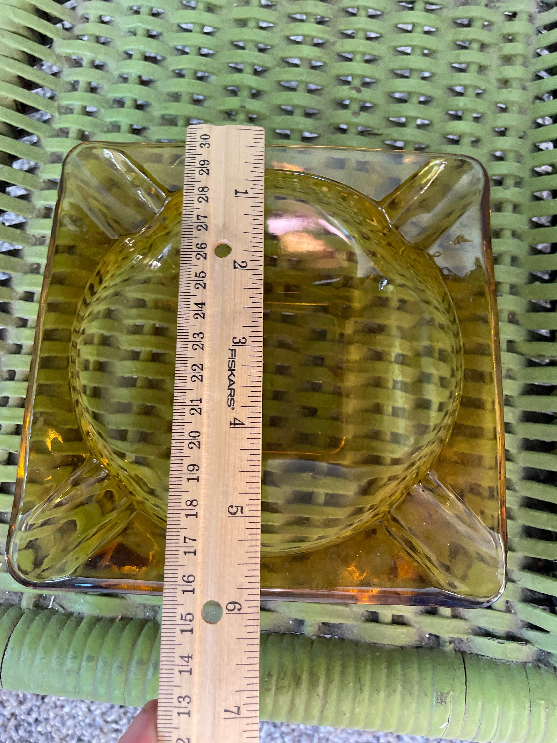 Vintage Glass Amber Ashtray | MCM | Smoker Gift - Etsy