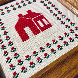 Cottagecore Wall Decor | Handmade, Embroidered Red House | Framed - Etsy