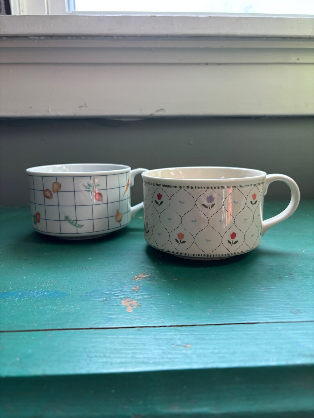 Mismatched Set of (2) Ceramic Cottagecore Coffee Mugs / Soup Bowls - Etsy