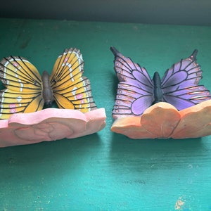 Set of 2 Butterfly / Floral Hanging Shelves - Etsy