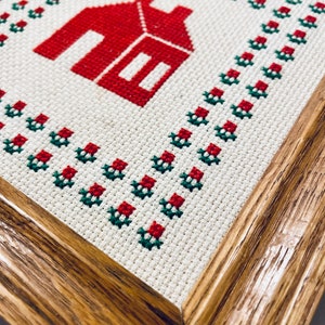 Cottagecore Wall Decor | Handmade, Embroidered Red House | Framed - Etsy