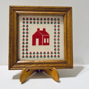 Cottagecore Wall Decor | Handmade, Embroidered Red House | Framed - Etsy