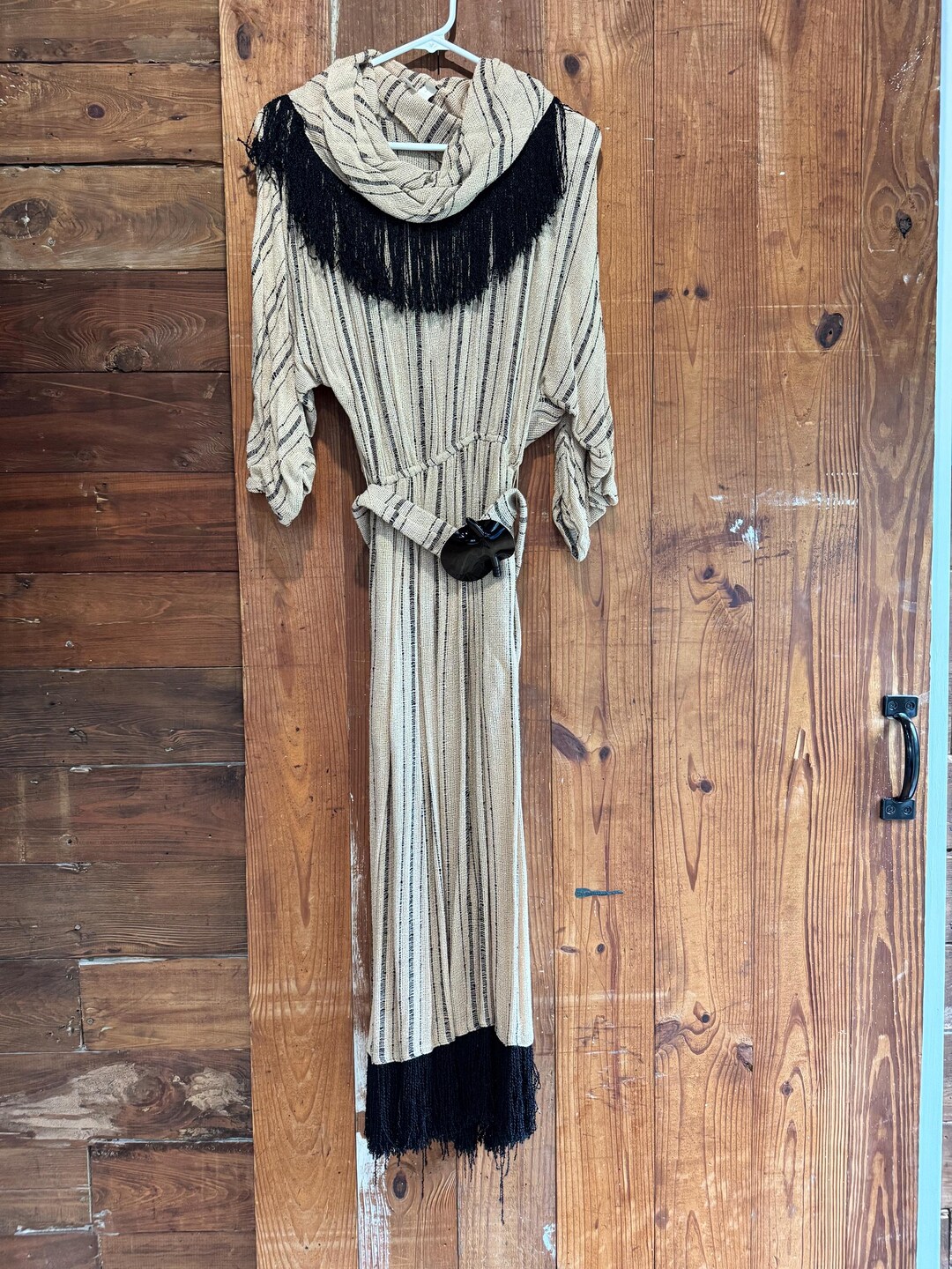 Sybil | Vintage Women’s Cream & Black Belted Western Fringe Dress - Etsy