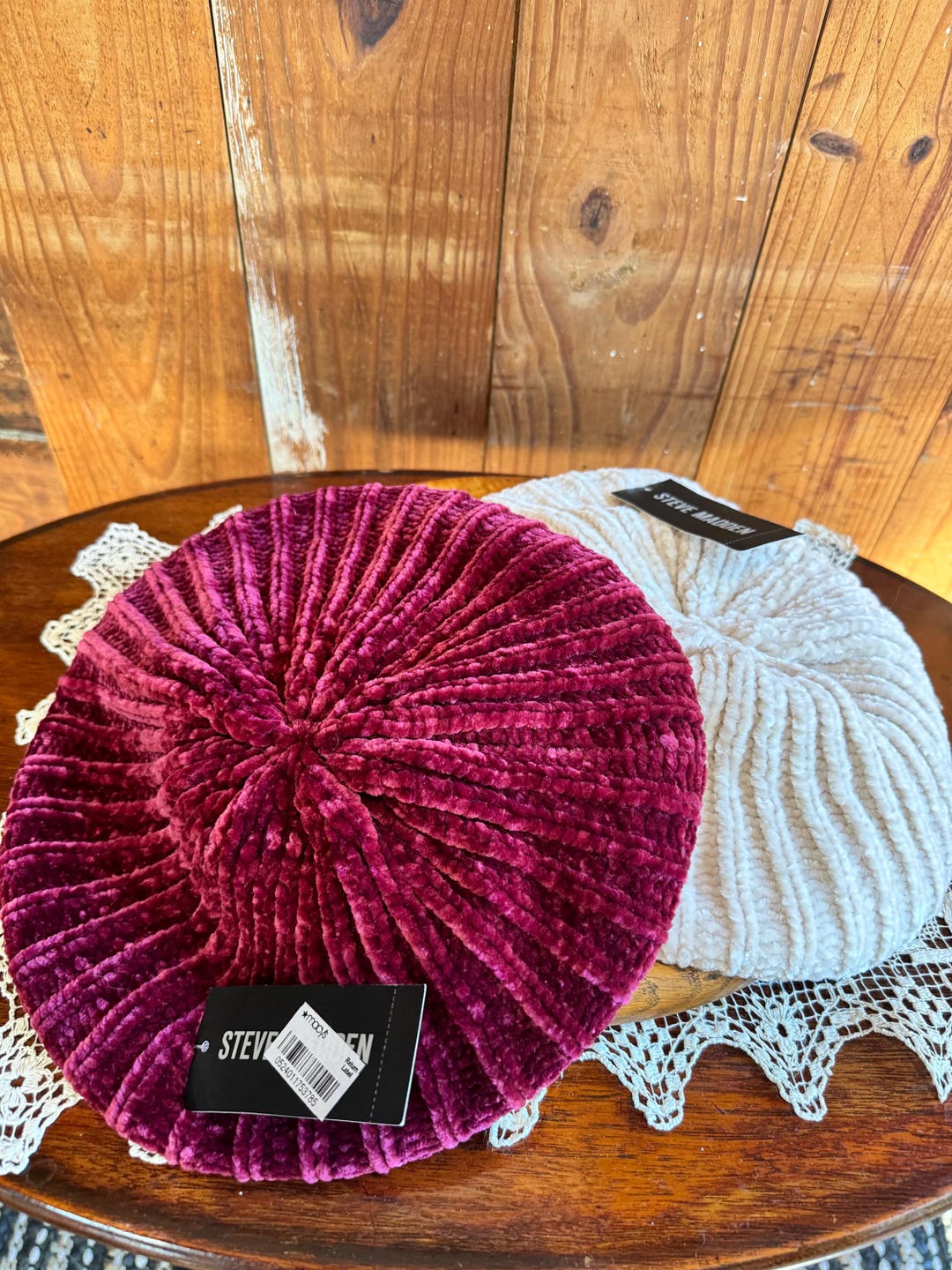 Set of (2) Y2K Knit Berets | Steve Madden, NWT | Ivory and Burgundy ...