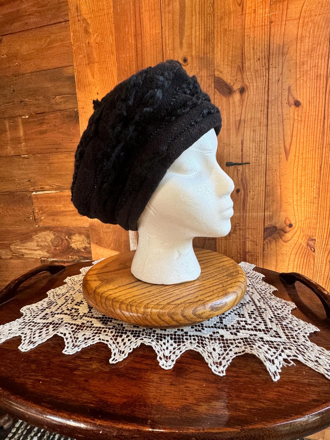 Funky Black Y2K Beret Vintage Beret - Etsy
