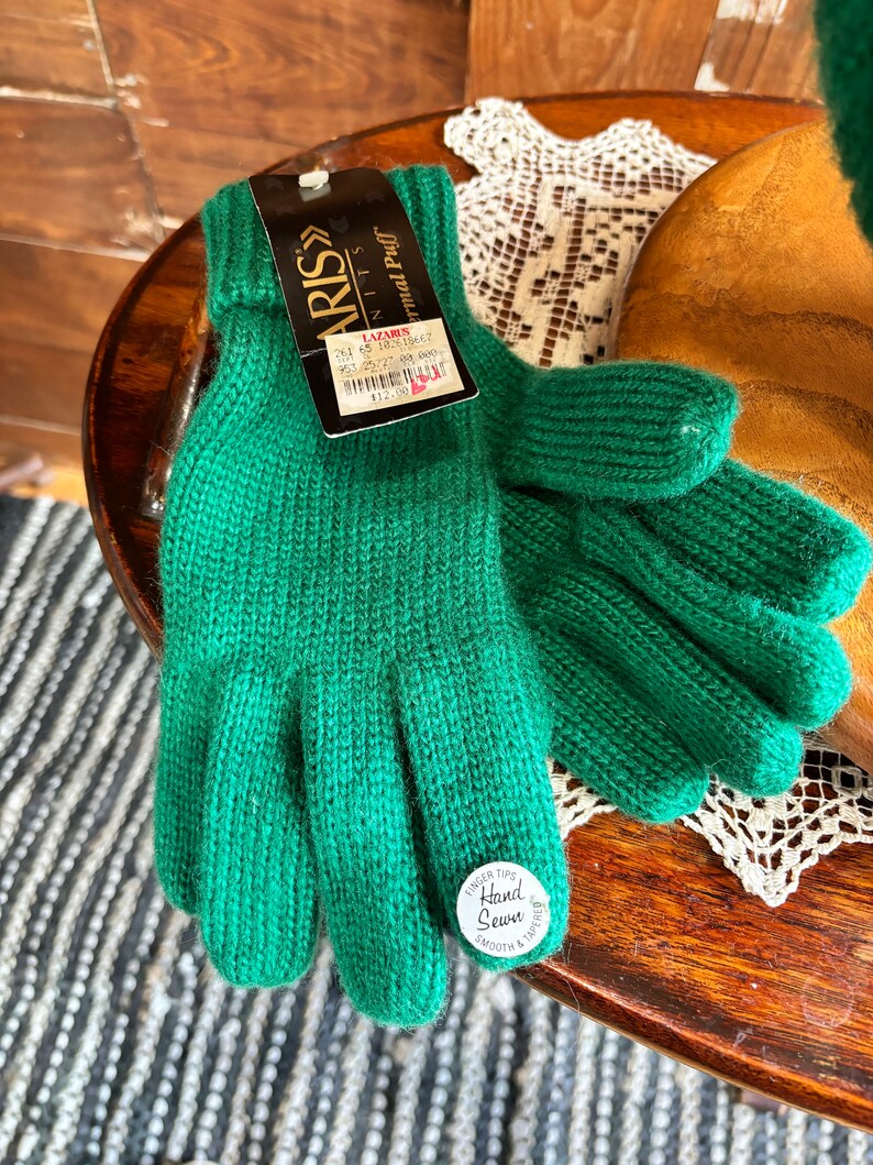 ARIS Knits Green Thermal Puff Set | Knit Beret, Scarf, and Glove Set ...