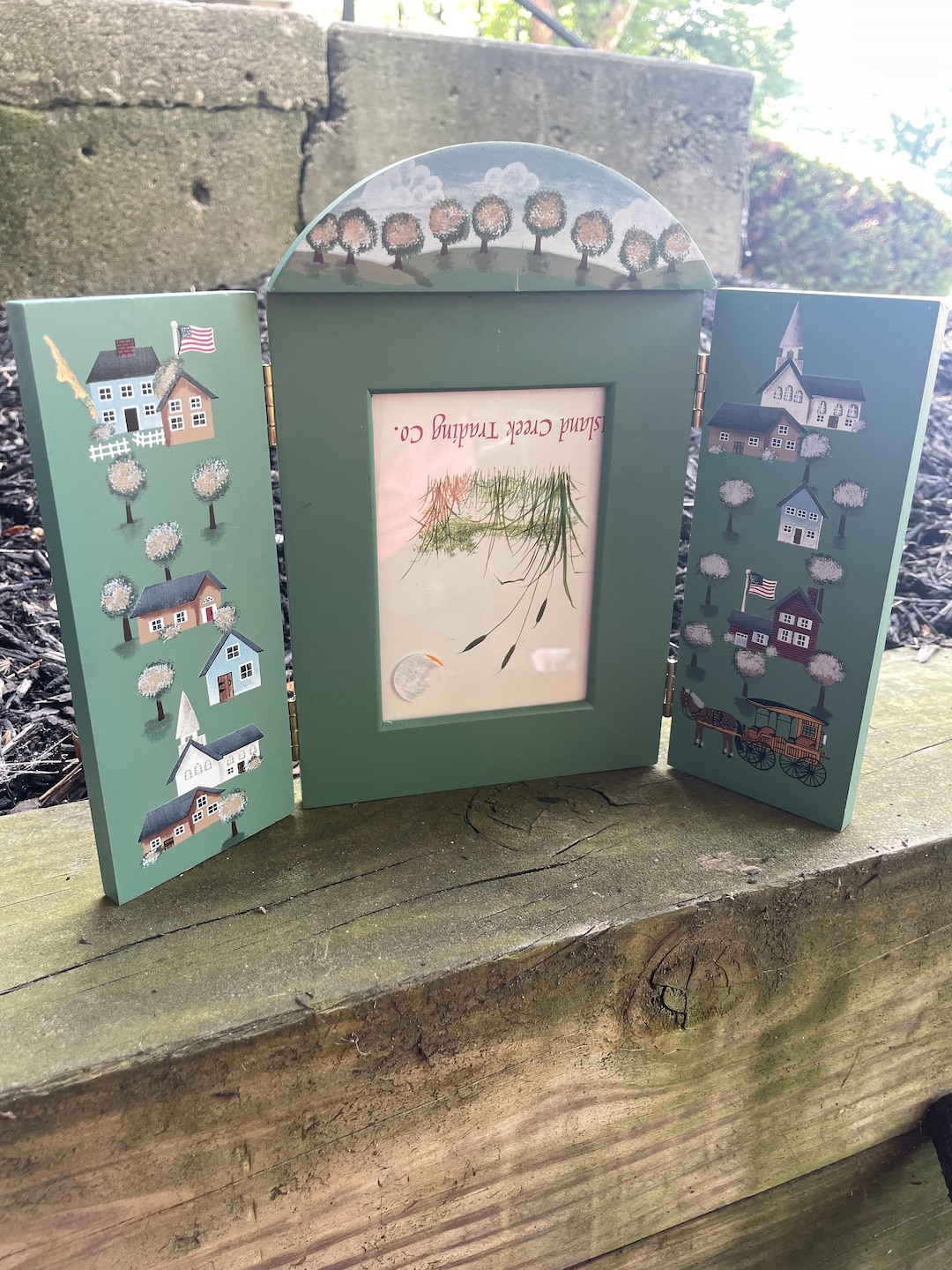 Quaint Handpainted Farm Core Trifold Picture Frame | Cottage Core Home ...