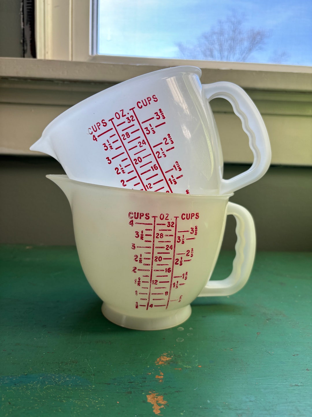 Set of (2) Vintage White Mix-n-store Tupperware Measuring Cups - Etsy