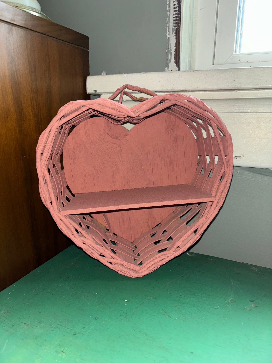 Vintage Pink Heart Shaped Shelf - Etsy