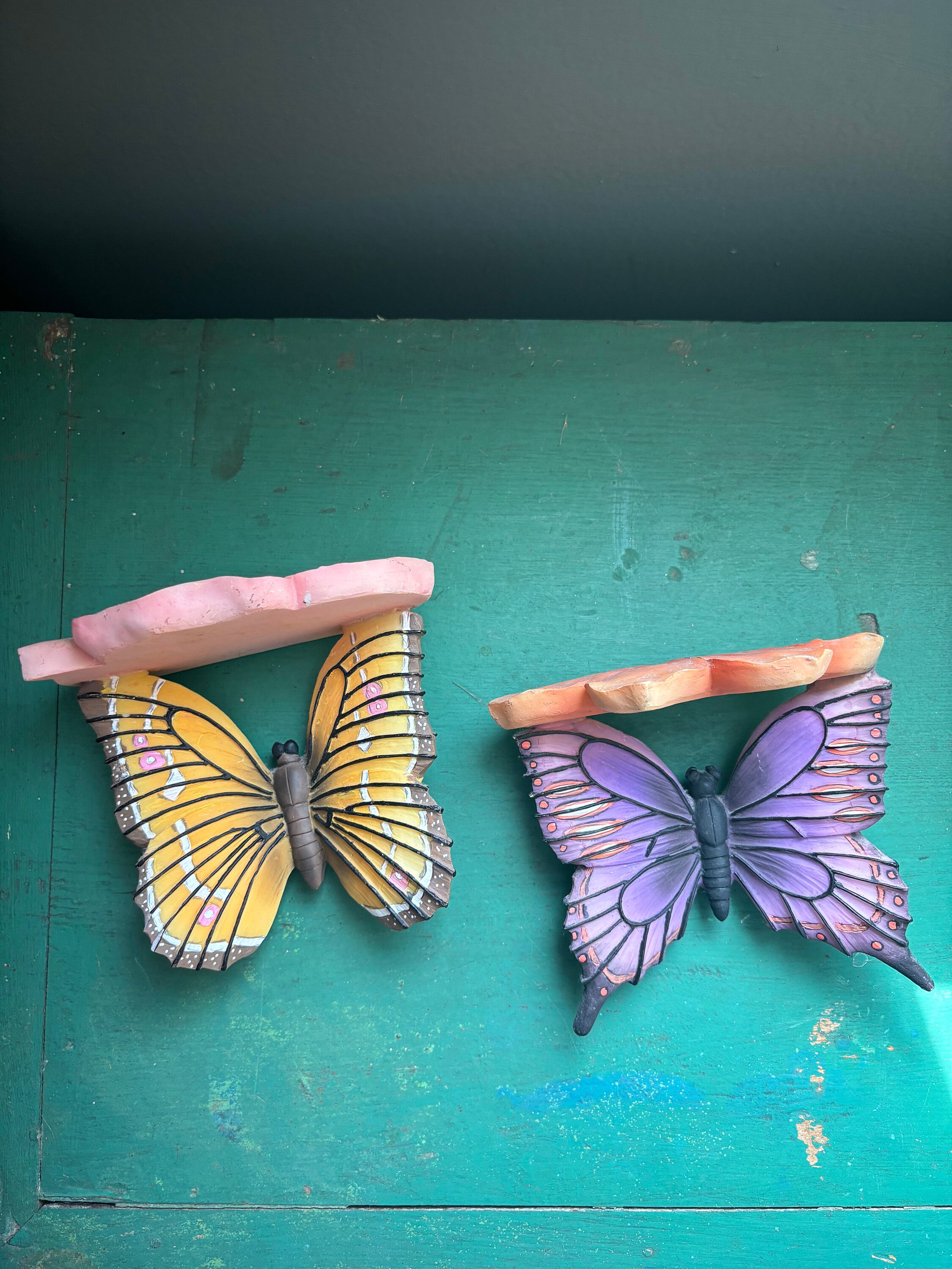 Set of 2 Butterfly / Floral Hanging Shelves - Etsy