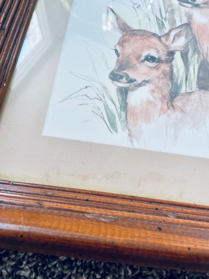 1980s Paul Whitney Hunter Deer Print With Rustic Wood Frame - Etsy