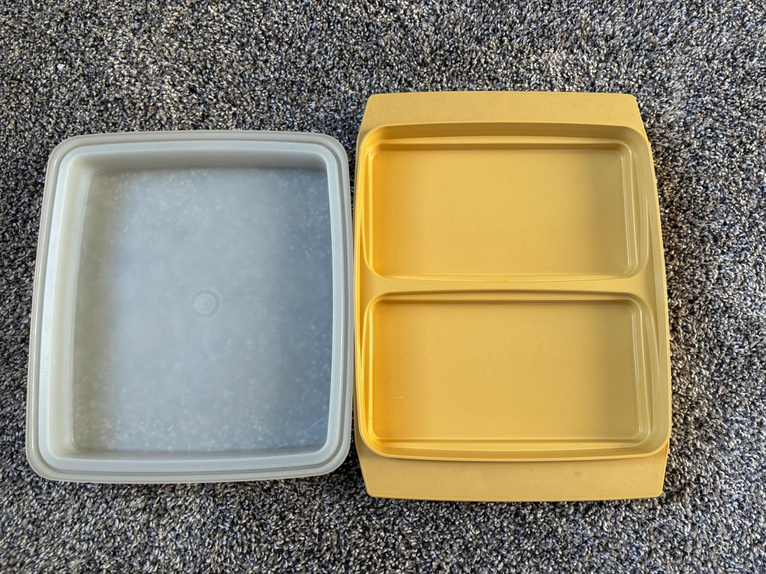 Tupperware | Vintage Yellow Divided Container - Etsy