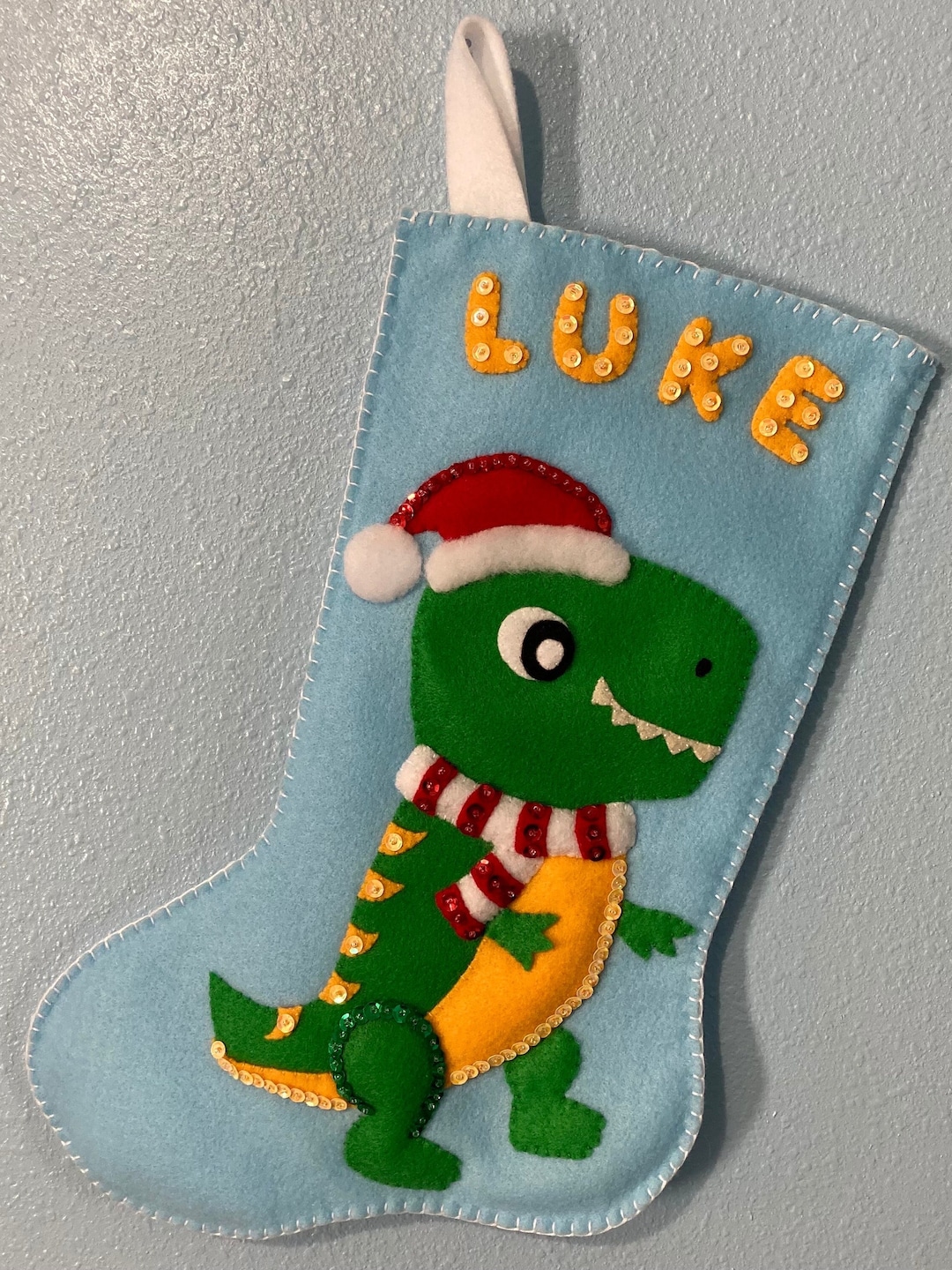 Personalized T-rex Dinosaur Christmas Stocking - Etsy