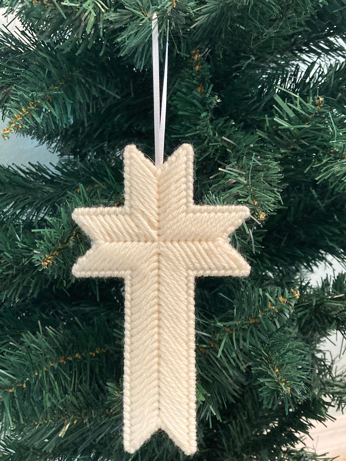 Cross Flower Rose Needlepoint Ornament - Etsy