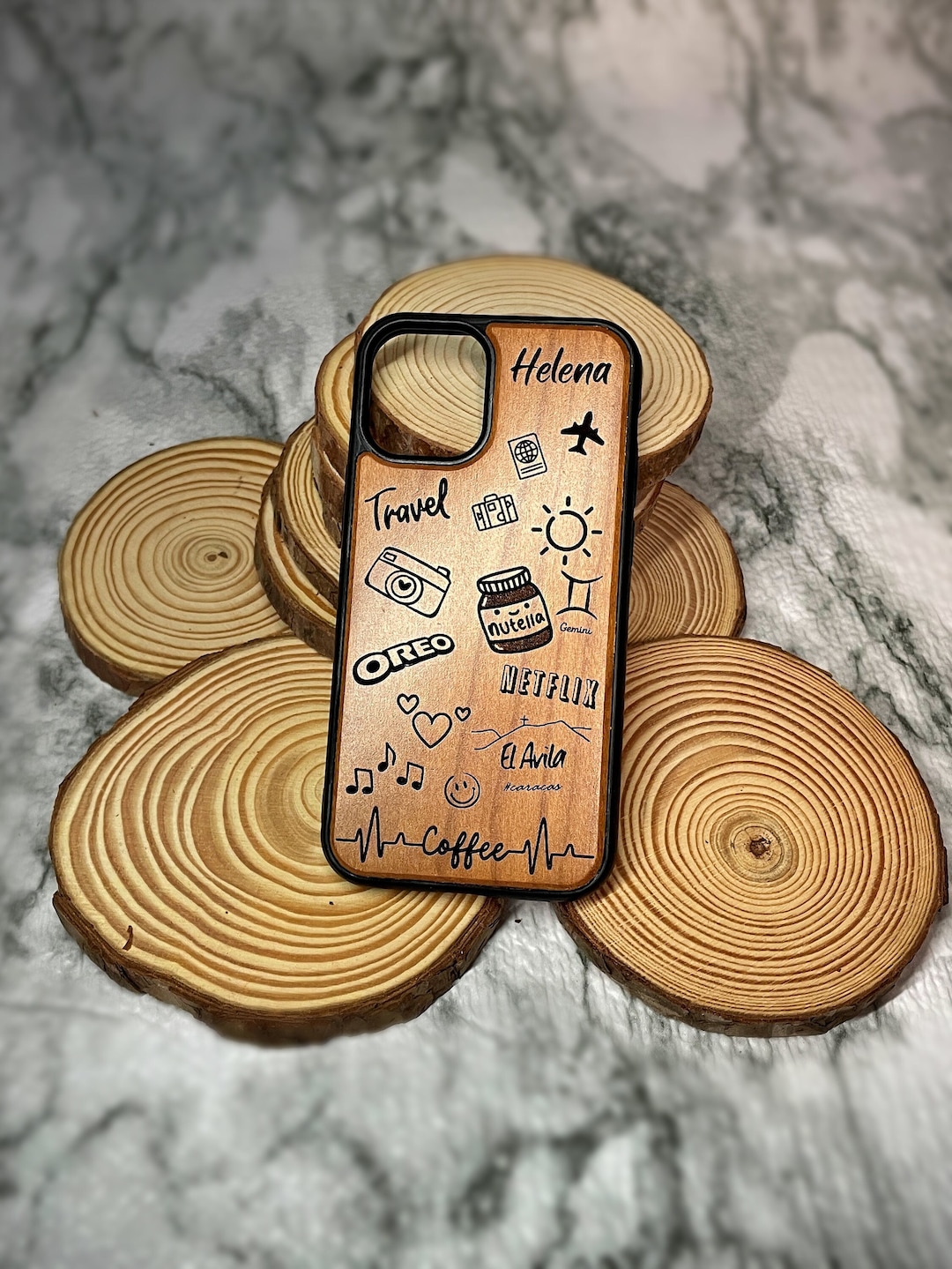 Custom Real Wood iPhone Case Personalized Engraved Designs for - Etsy