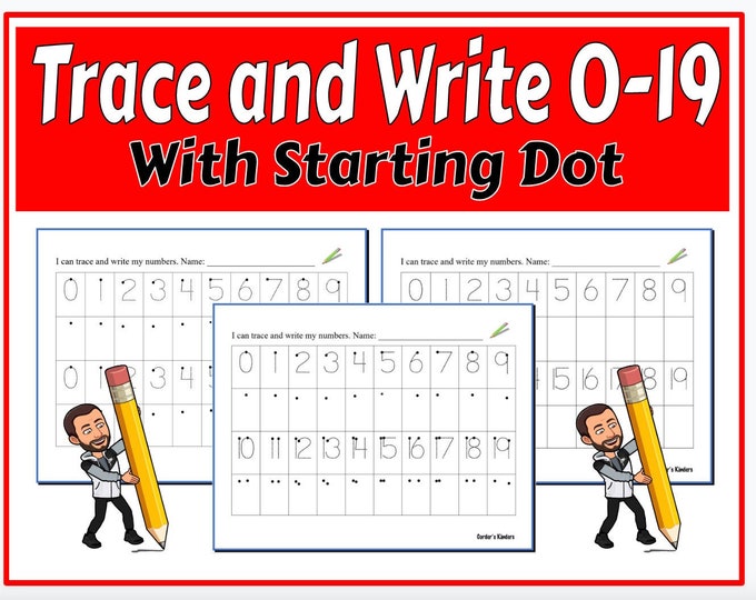Trace and Write Numbers 0-19 | Teen Number Tracing Practice - Etsy