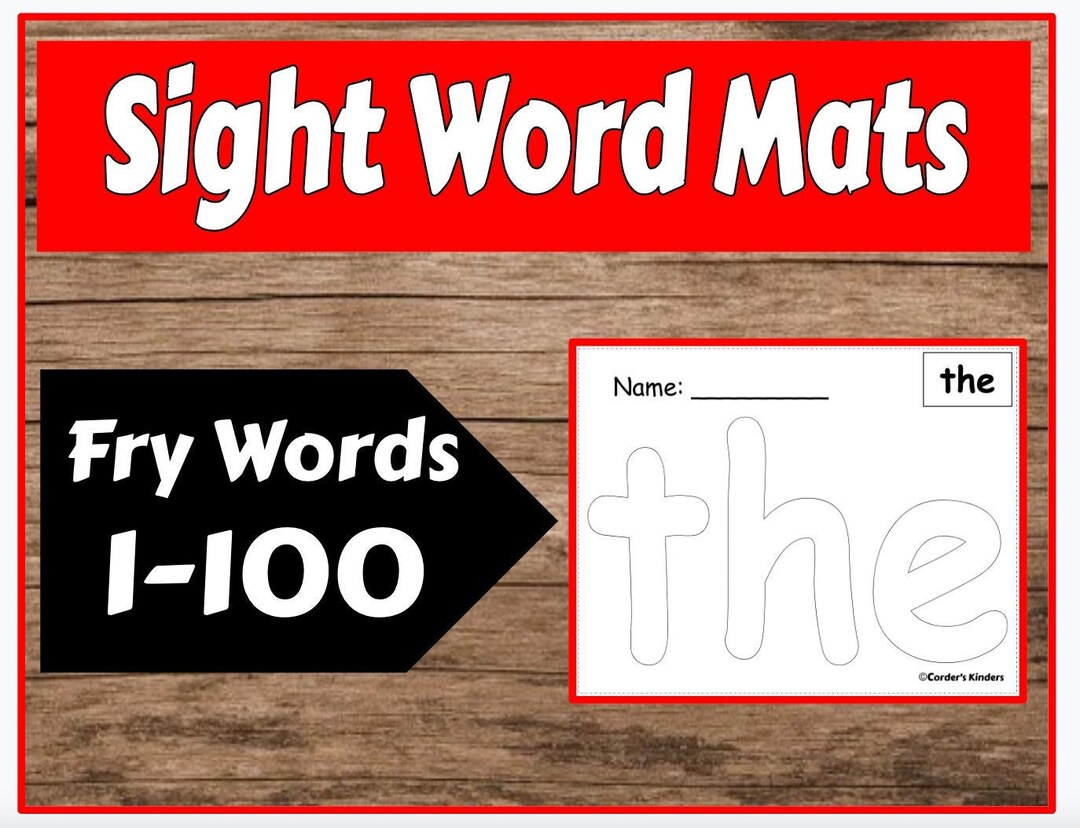 Sight Words Mats | Sight Words Printable Worksheet | Fry Words 1-100 - Etsy