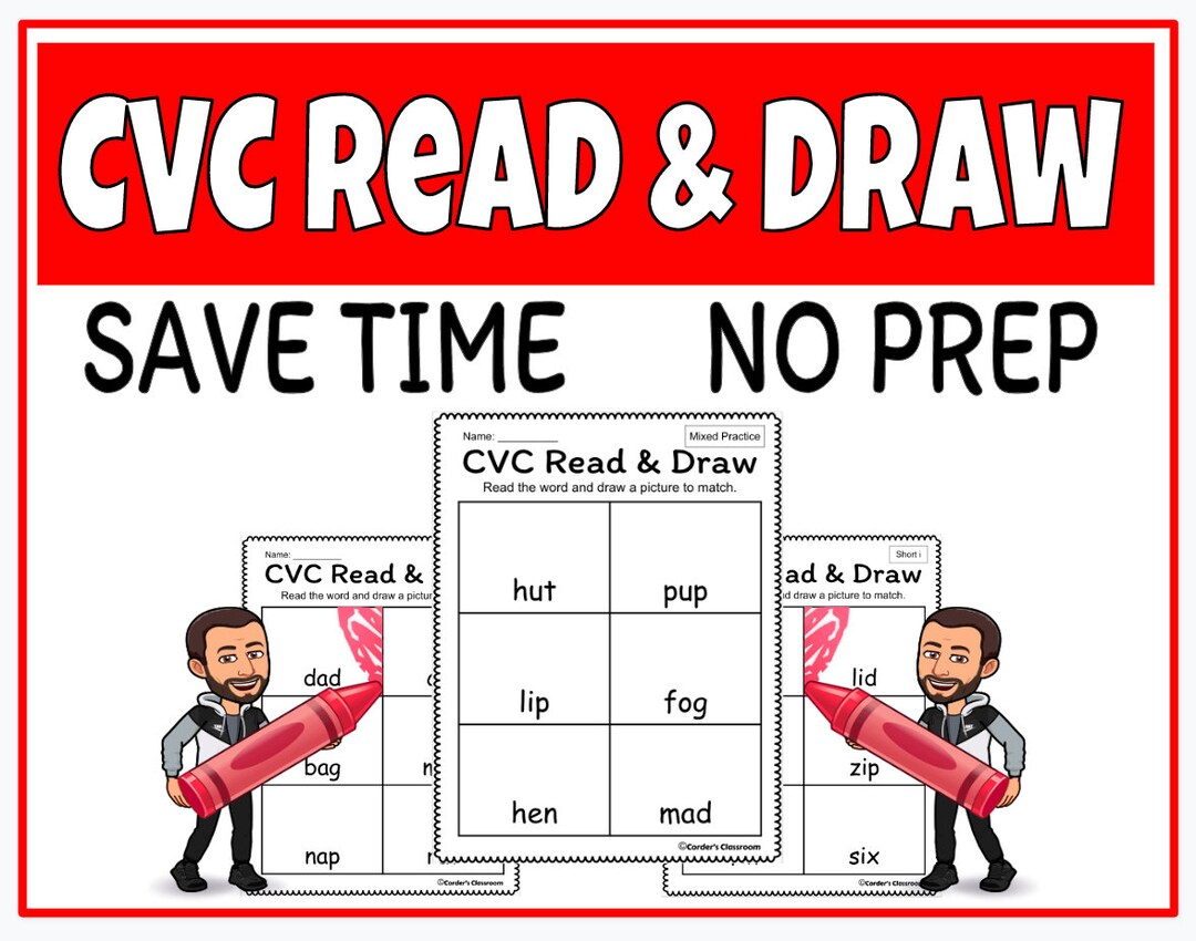 CVC Read & Draw | No-prep CVC Worksheet | Blending CVC Words - Etsy