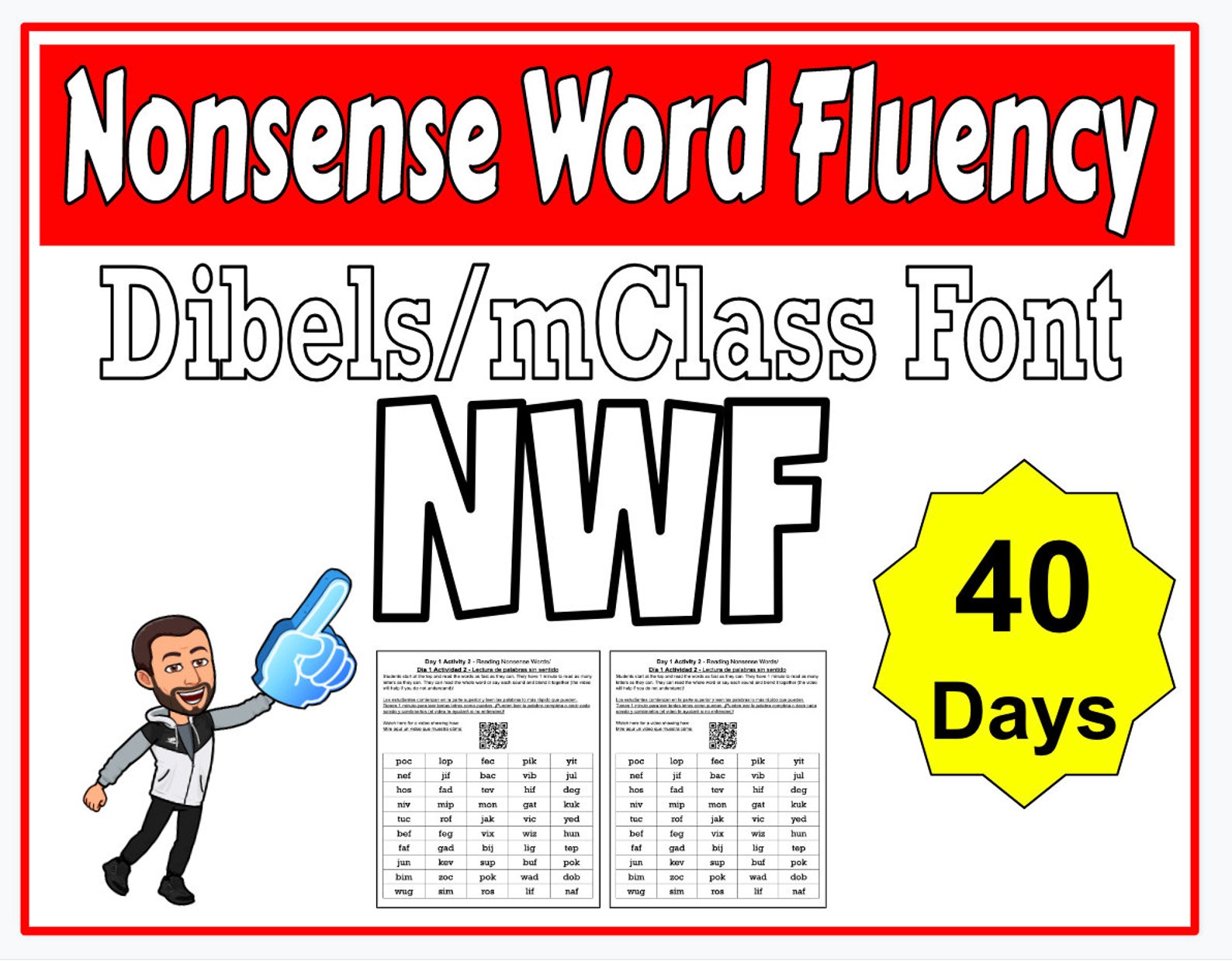 40 Days of Nonsense Words Fluency Practice | NWF Dibels Practice ...