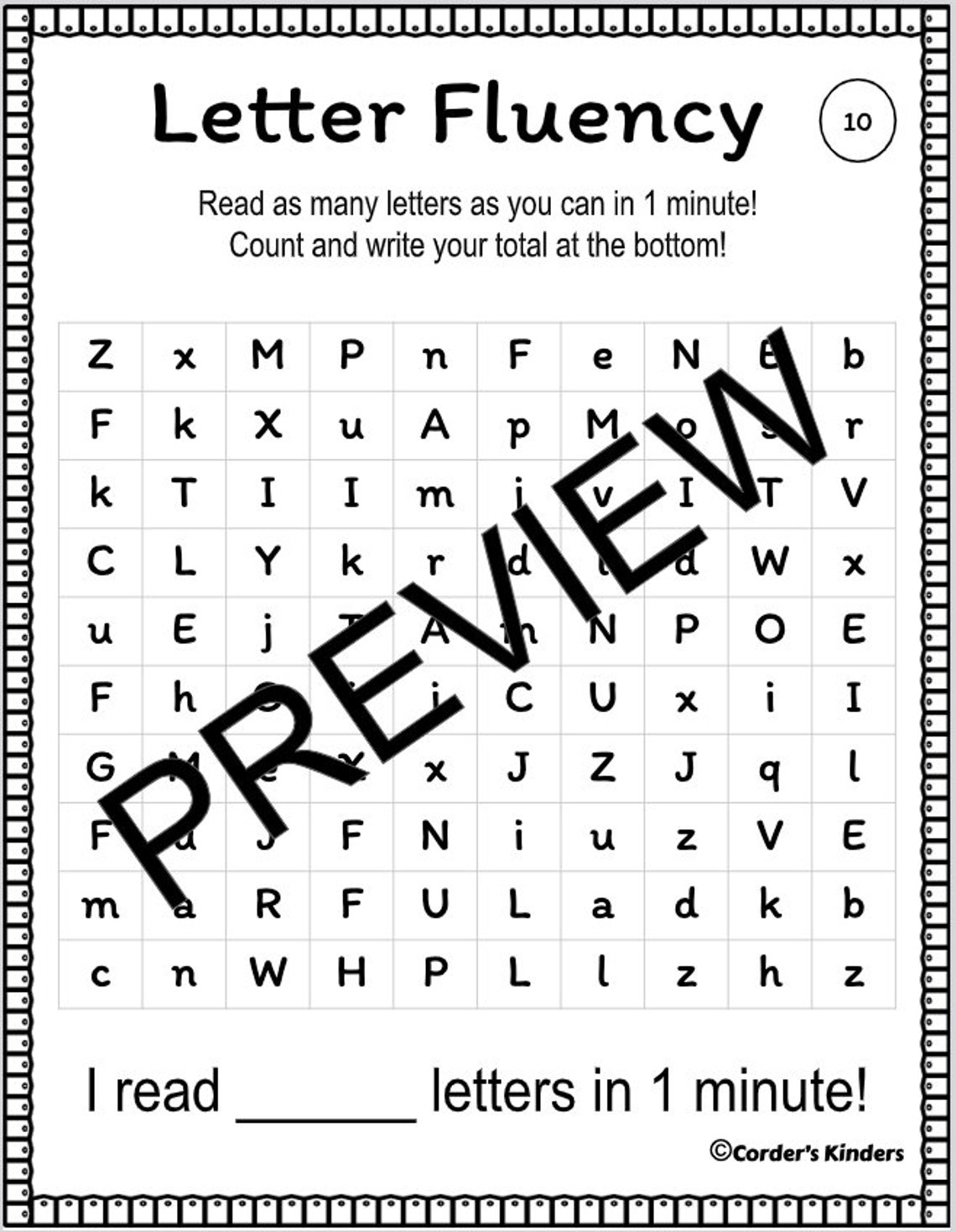 Letter Fluency Sheets | Letter Naming & Sound Practice | Dibels Mclass ...