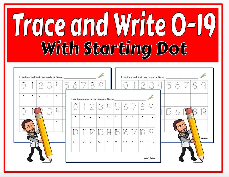 Trace and Write Numbers 0-19 | Teen Number Tracing Practice - Etsy