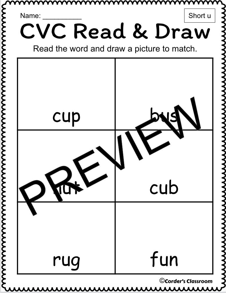 CVC Read & Draw No-prep CVC Worksheet Blending CVC Words - Etsy