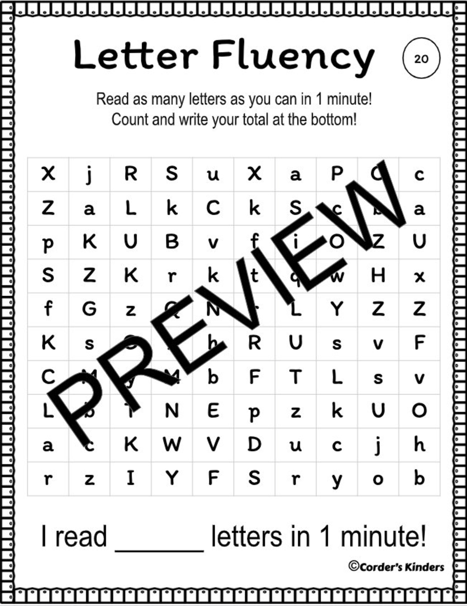 Letter Fluency Sheets | Letter Naming & Sound Practice | Dibels Mclass ...