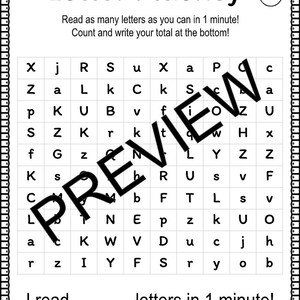 Letter Fluency Sheets | Letter Naming & Sound Practice | Dibels Mclass ...