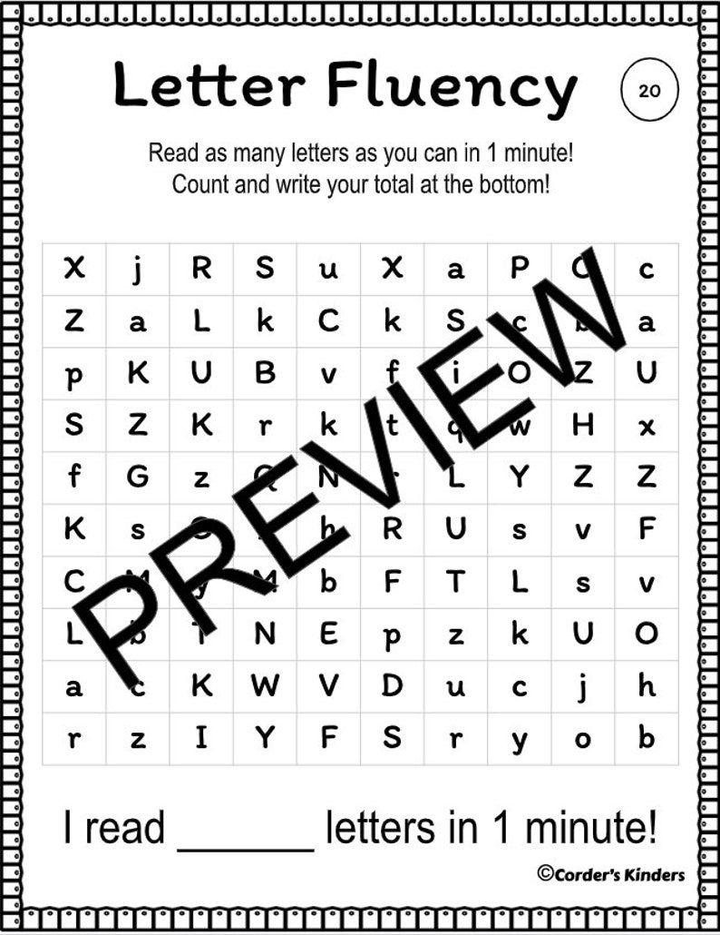 Letter Fluency Sheets | Letter Naming & Sound Practice | Dibels Mclass ...