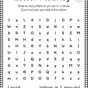 Letter Fluency Sheets | Letter Naming & Sound Practice | Dibels Mclass ...