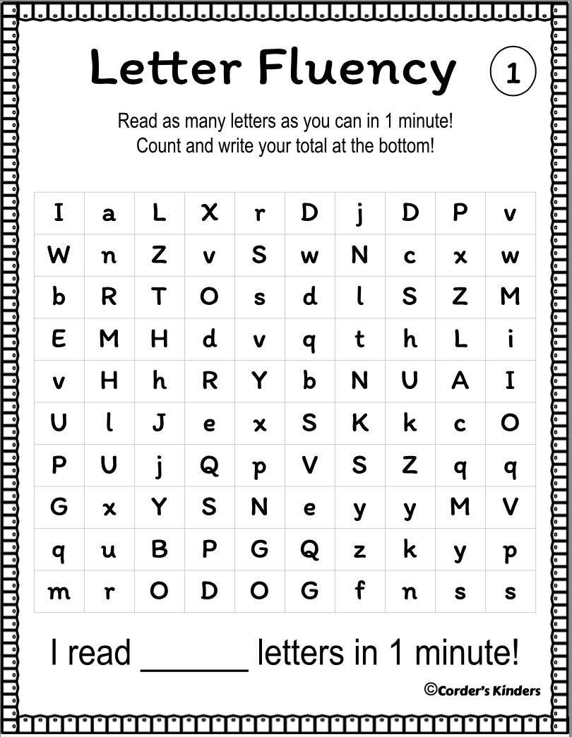 Letter Fluency Sheets | Letter Naming & Sound Practice | Dibels Mclass ...