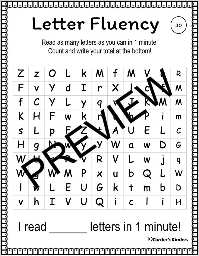 Letter Fluency Sheets | Letter Naming & Sound Practice | Dibels Mclass ...