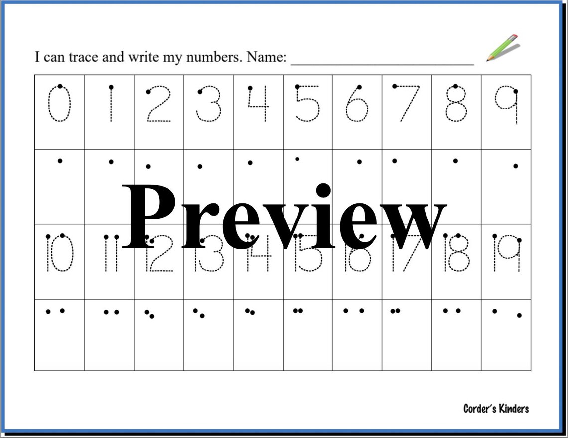 Trace and Write Numbers 0-19 | Teen Number Tracing Practice - Etsy