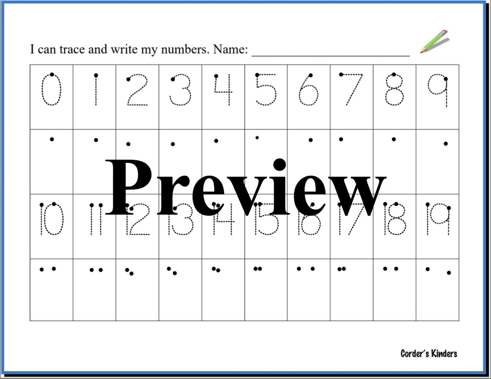 Trace and Write Numbers 0-19 | Teen Number Tracing Practice - Etsy