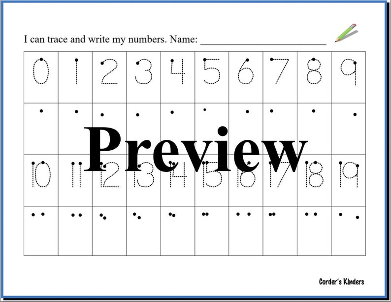 Trace and Write Numbers 0-19 | Teen Number Tracing Practice - Etsy