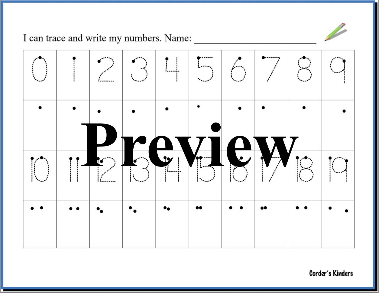 Trace and Write Numbers 0-19 | Teen Number Tracing Practice - Etsy