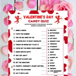 Valentines Day Candy Quiz Game, Printable V-day Party Game, Valentines ...
