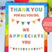 Teacher Appreciation Sign Printable, "thank YOU for All You Do, We ...