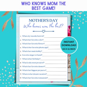 Who Knows Mom the Best Game, Printable Mother's Day Games, Mother's Day ...