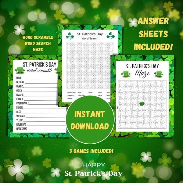 St Patricks Day Word Scramble - Etsy