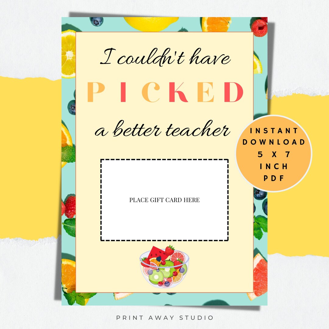Gift Card Holder Printable, Teacher Appreciation Day Gift, Thank You ...
